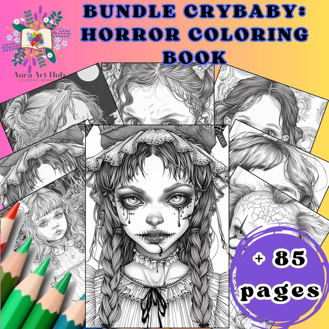 Bundle Crybaby Horror Coloring Pages, Cute Monster Coloring Pages ...