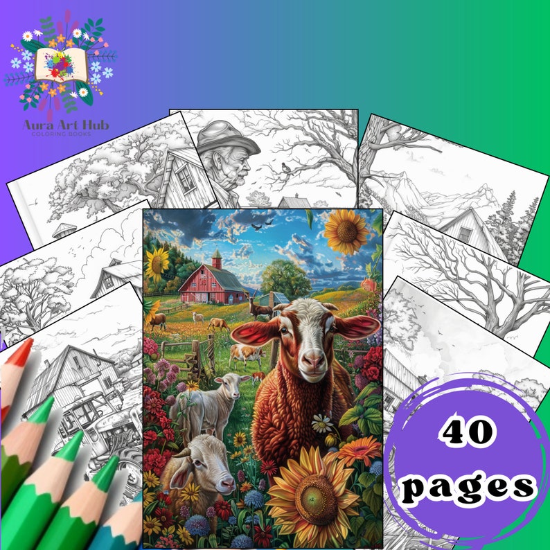 40 Farm Inspired Coloring Page, Enchanting Landscape Coloring Pages ...