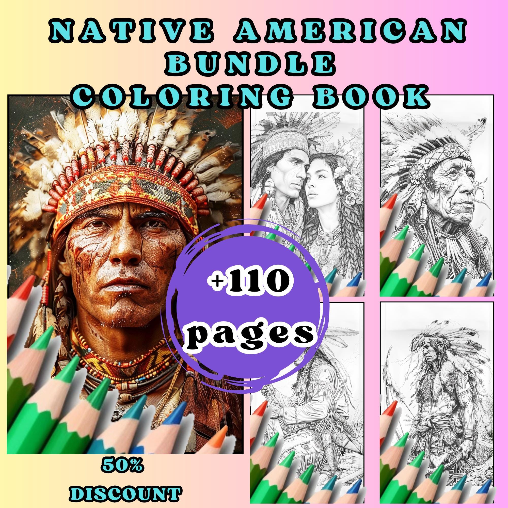 Bundle 110 Native American Coloring Pages, Indigenous Coloring Pages ...