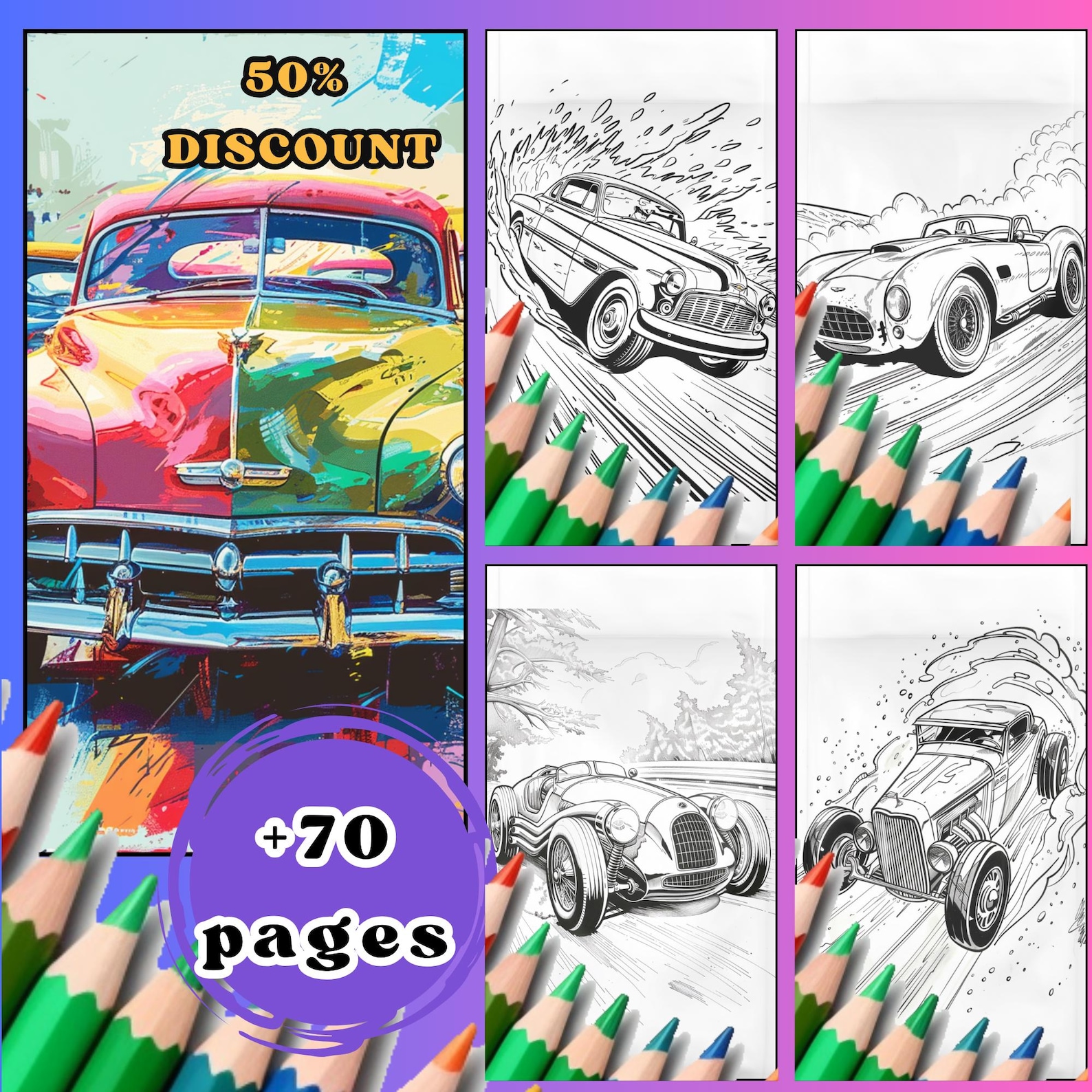 70 Classic Cars Coloring Page, Porsche Coloring Page, Cars, Lamborghini ...