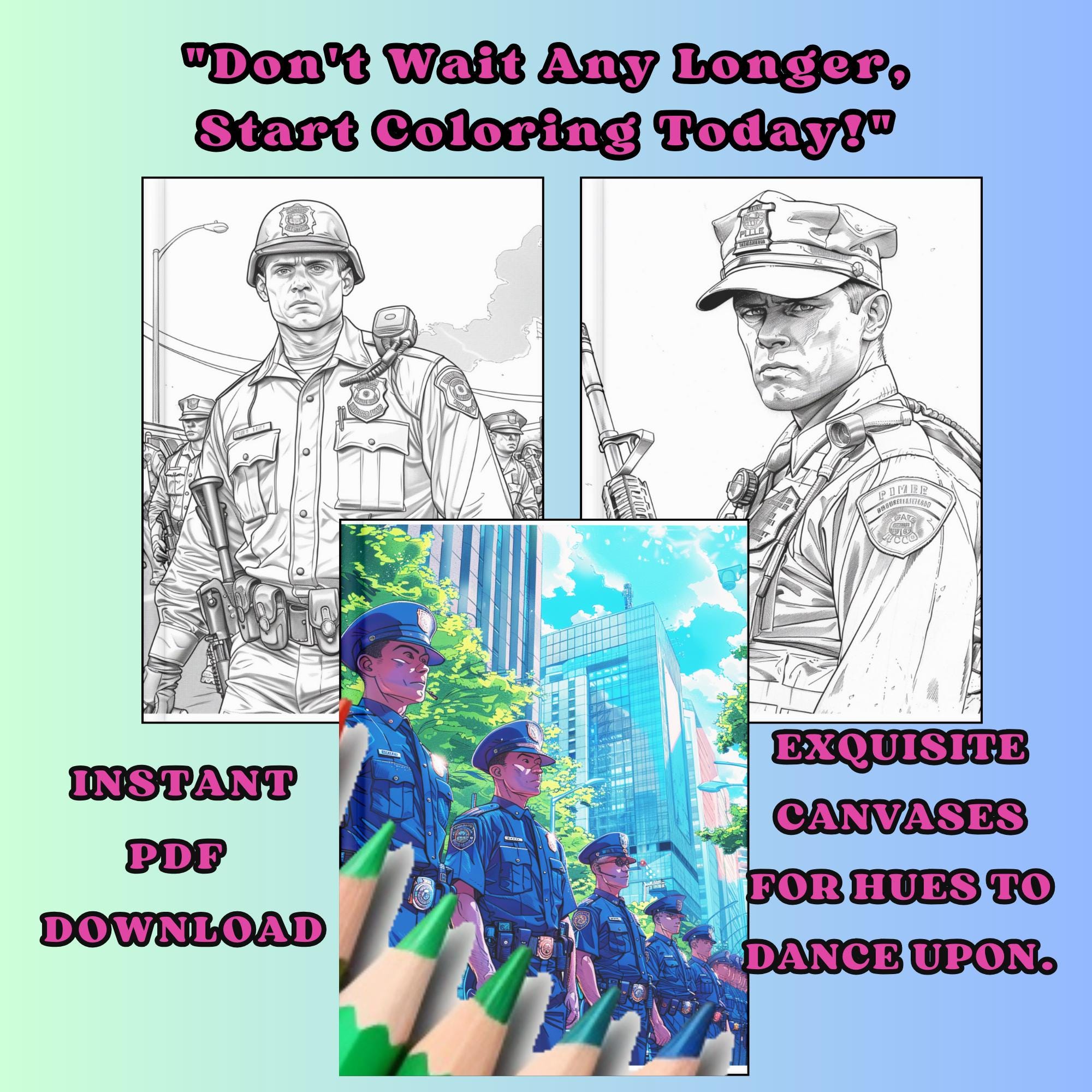 35 Police Coloring Pages, Crime Scene Coloring Book , Army Coloring ...