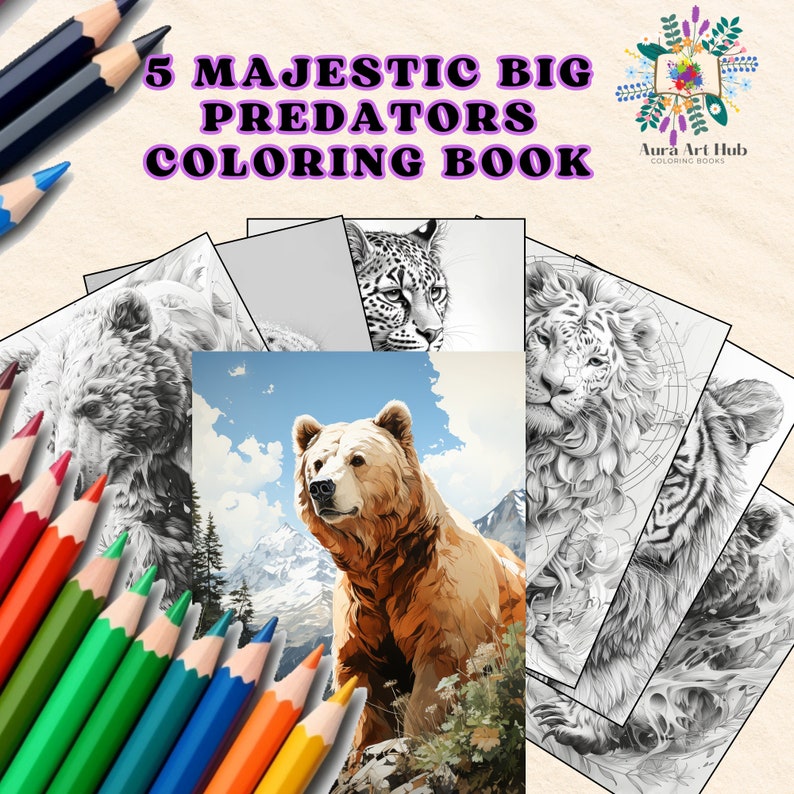 35 Majestic Big Predators Animals Coloring Page, Adults Coloring Pages ...