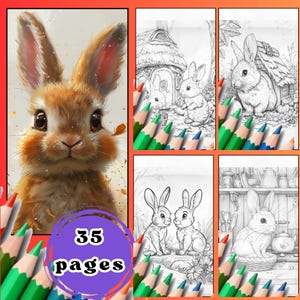 35 Rabbit Coloring Page, Cute for Kids Coloring Sheets, Animal Coloring ...