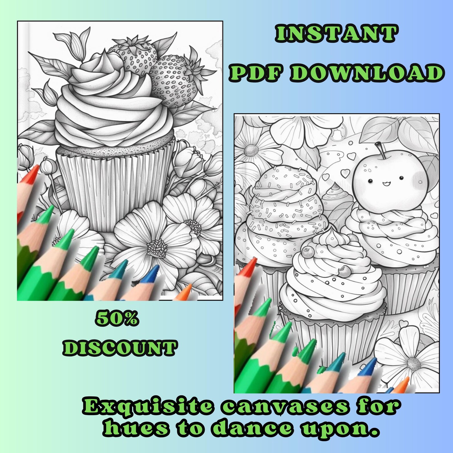 35 Kawaii Desserts Coloring Pages, Ice Cream Coloring Pages, Kawaii ...