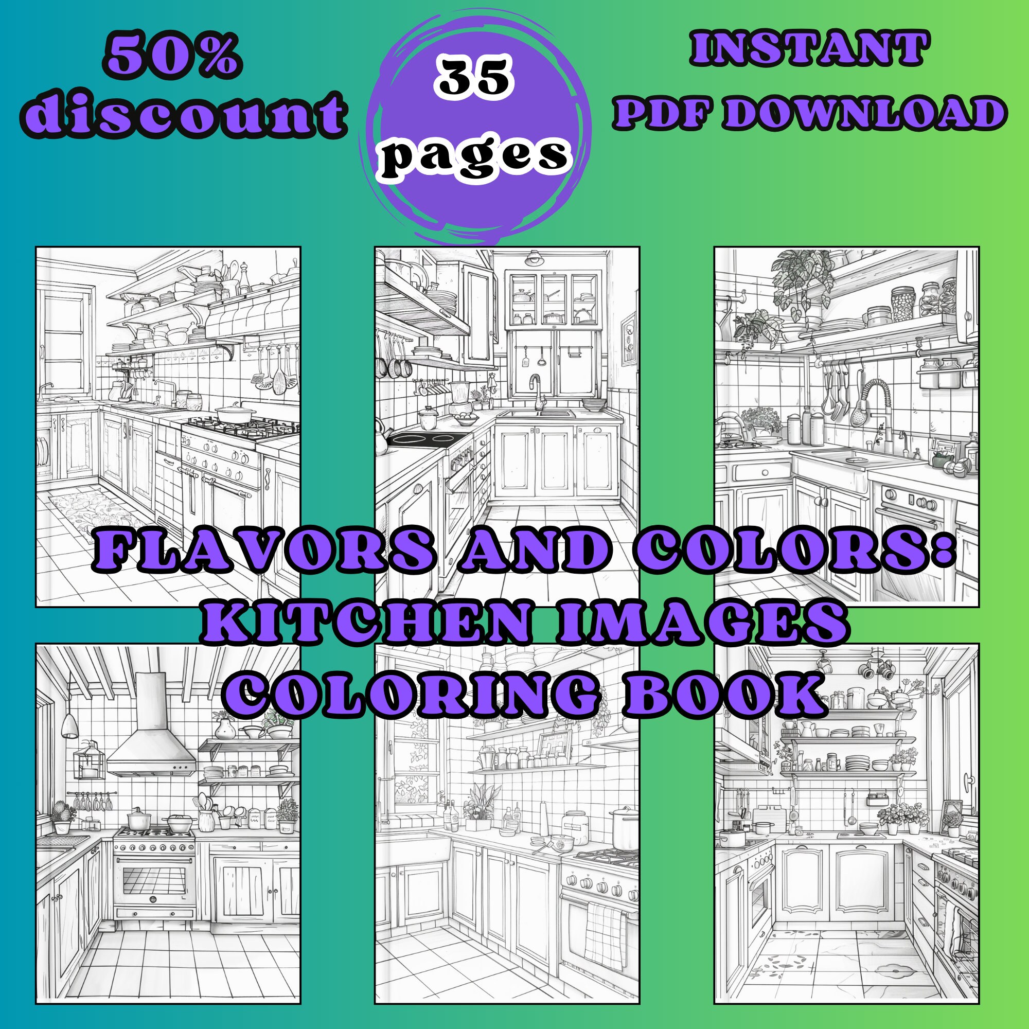 35 Kitchen Coloring Page, Modern Interior Design Coloring Page ...