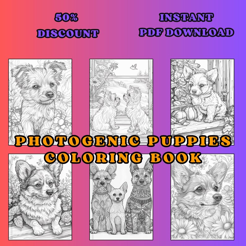 35 Puppies Coloring Page, Cute for Kids Coloring Sheets, Cat and Dog ...