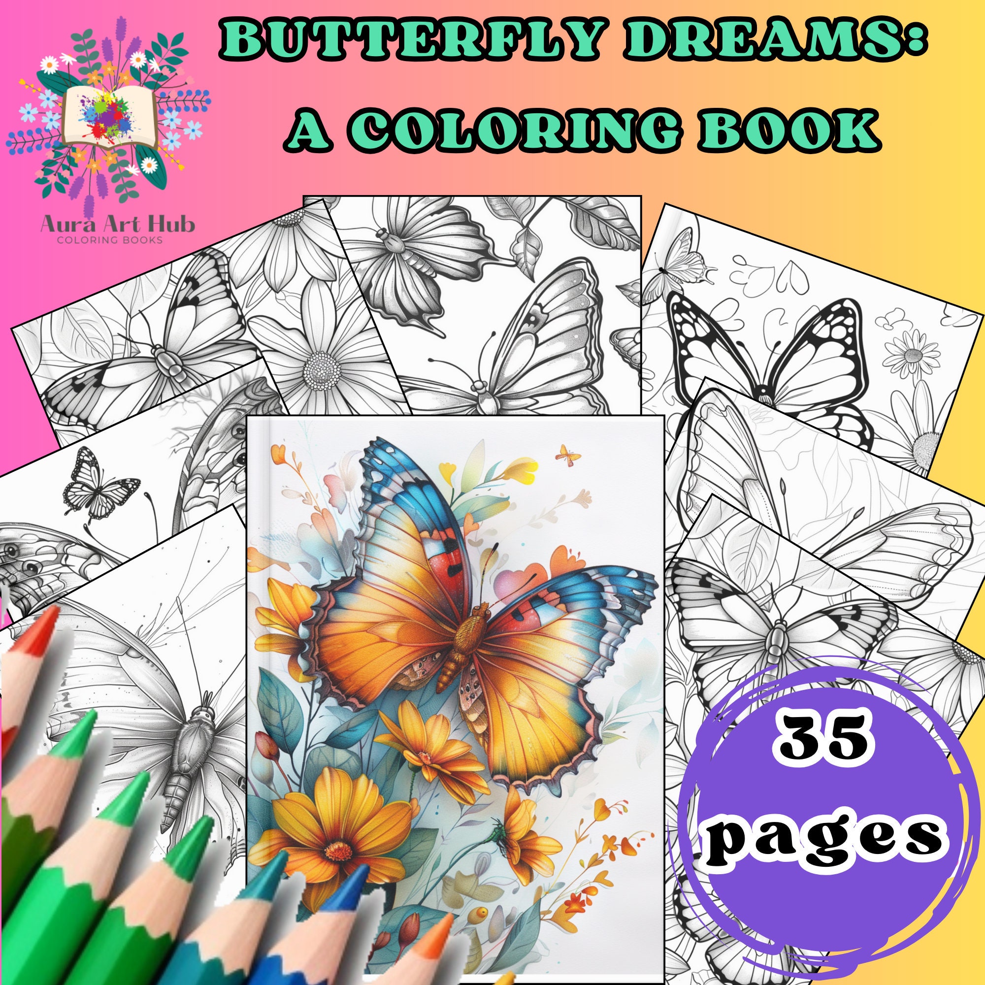 35 Floral Butterfly Coloring Pages, Butterfly Coloring Book Printable ...