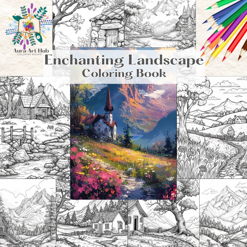 35 Nature Inspired Coloring Page, Enchanting Landscape Coloring Pages ...