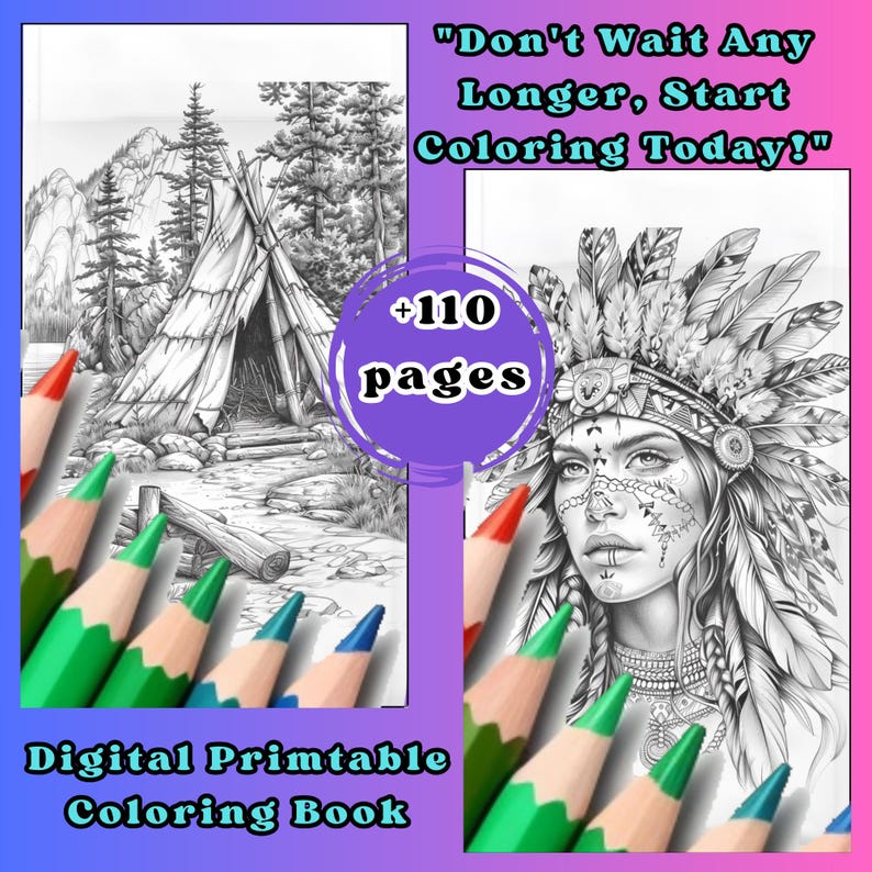 Bundle 110 Native American Coloring Pages, Indigenous Coloring Pages ...