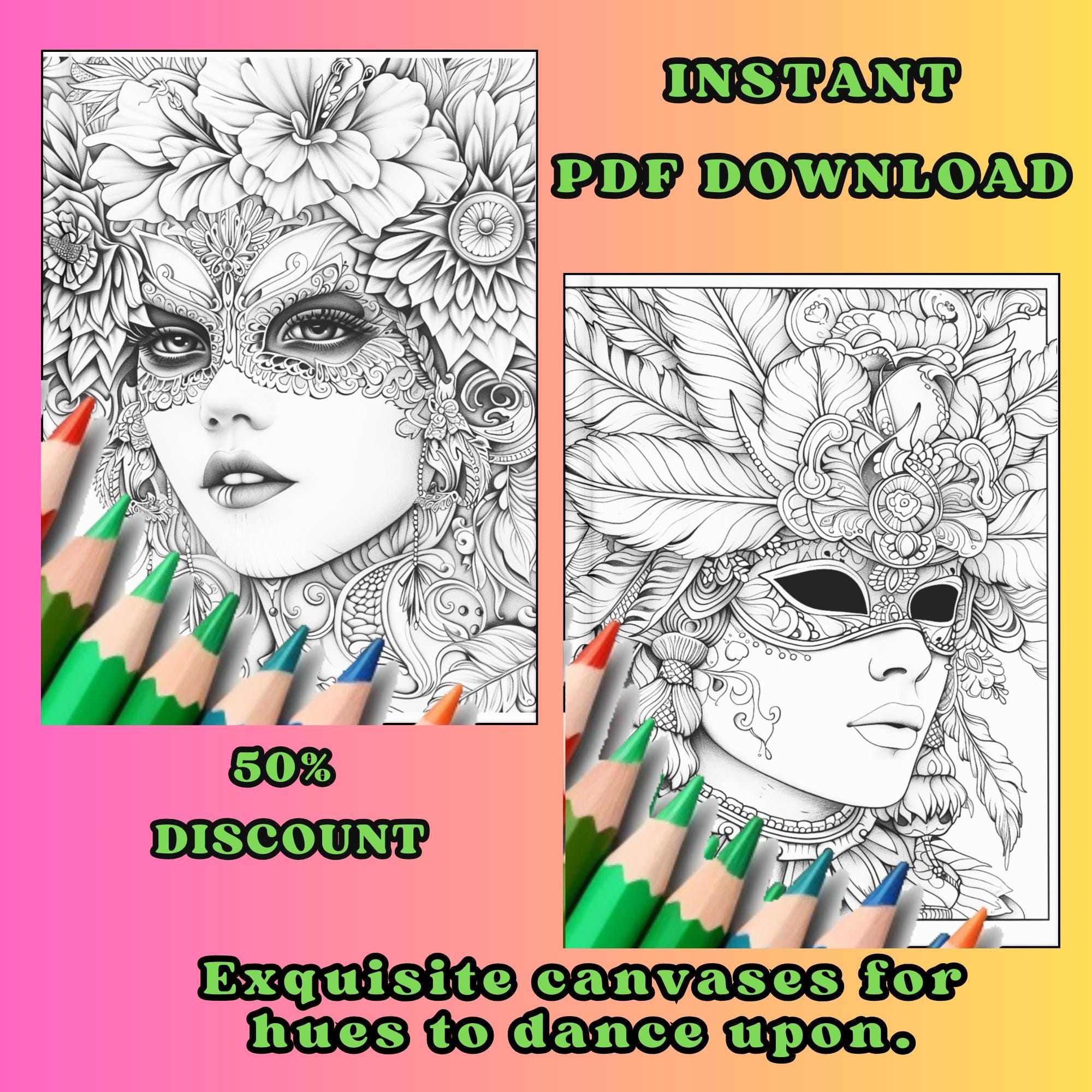 Masked Dance Coloring Book, Traditional Dance Coloring Pages, Kids ...