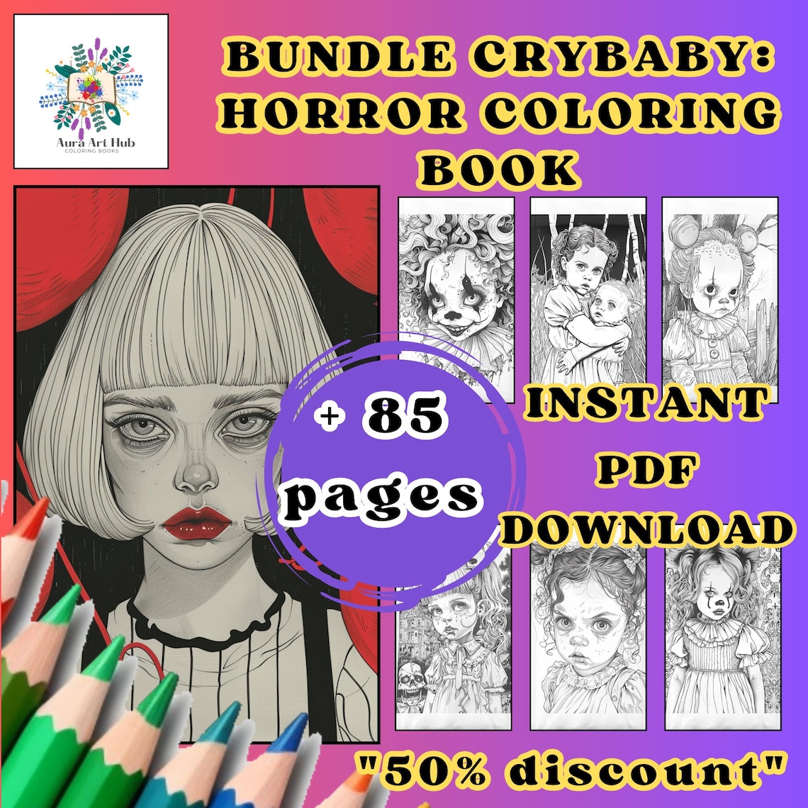 Bundle Crybaby Horror Coloring Pages, Cute Monster Coloring Pages ...