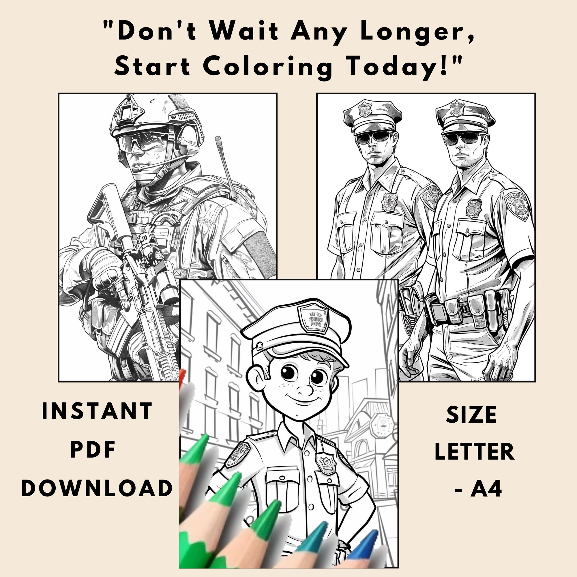 Bundle 90 Police Coloring Pages, Crime Scene Coloring, Army Coloring ...