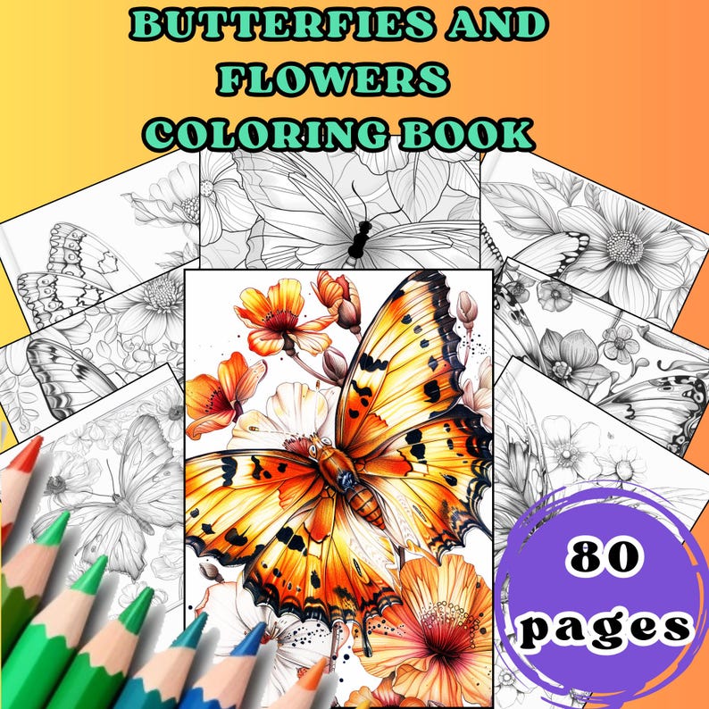 Bundle 80 Floral Butterfly Coloring Page, Floral Butterfly Coloring ...