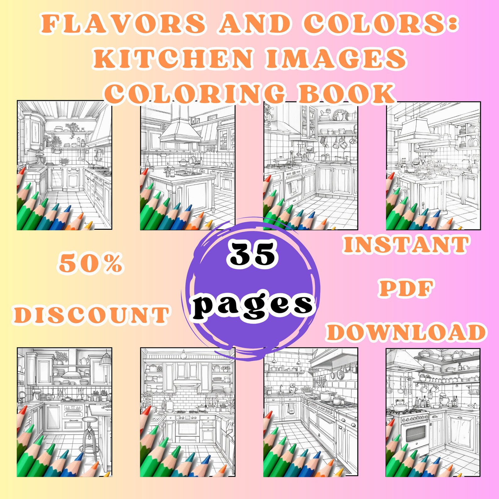 35 Kitchen Coloring Page, Modern Interior Design Coloring Page ...