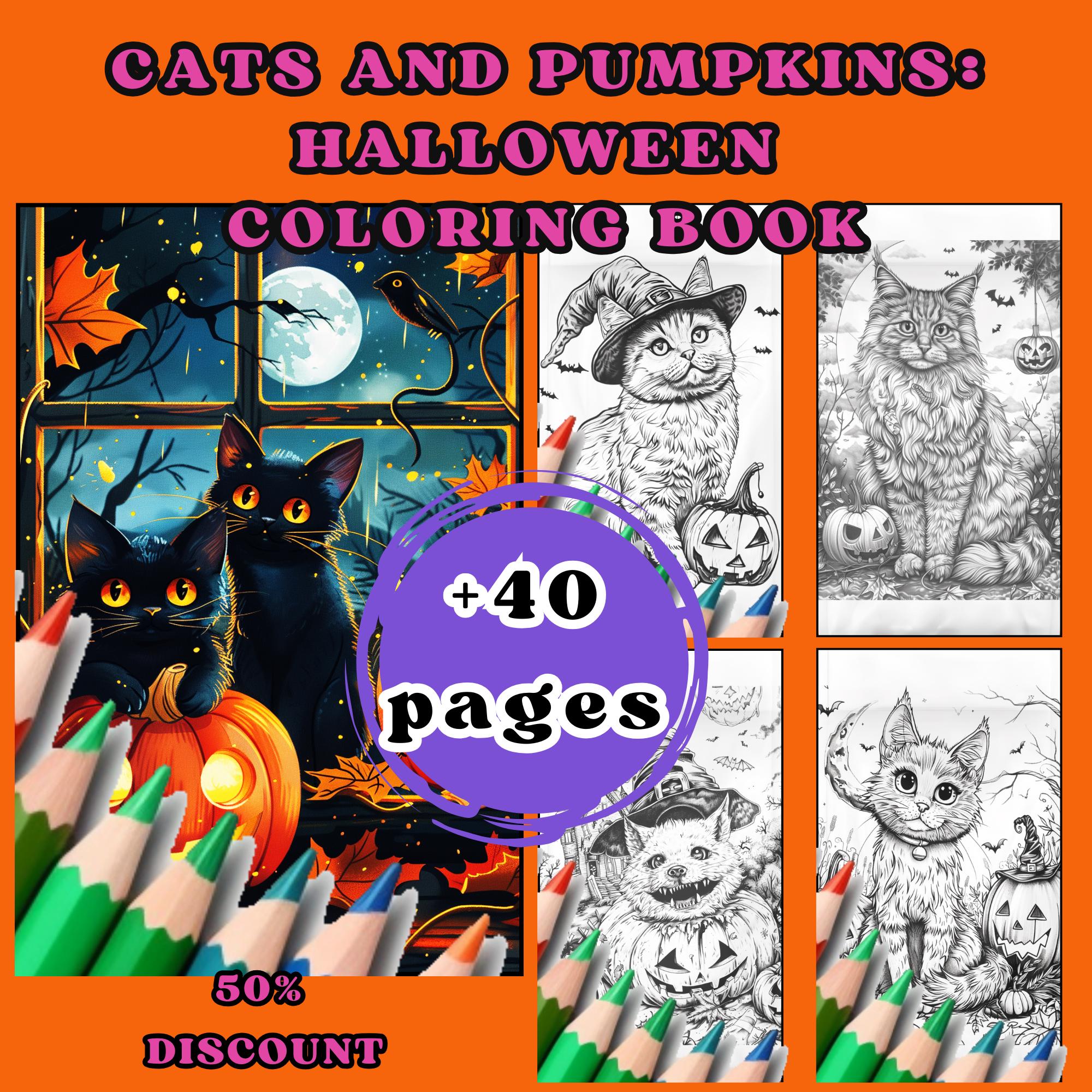 40 Cats Animal Halloween Coloring Pages, Horror Coloring Pages, Haunted ...