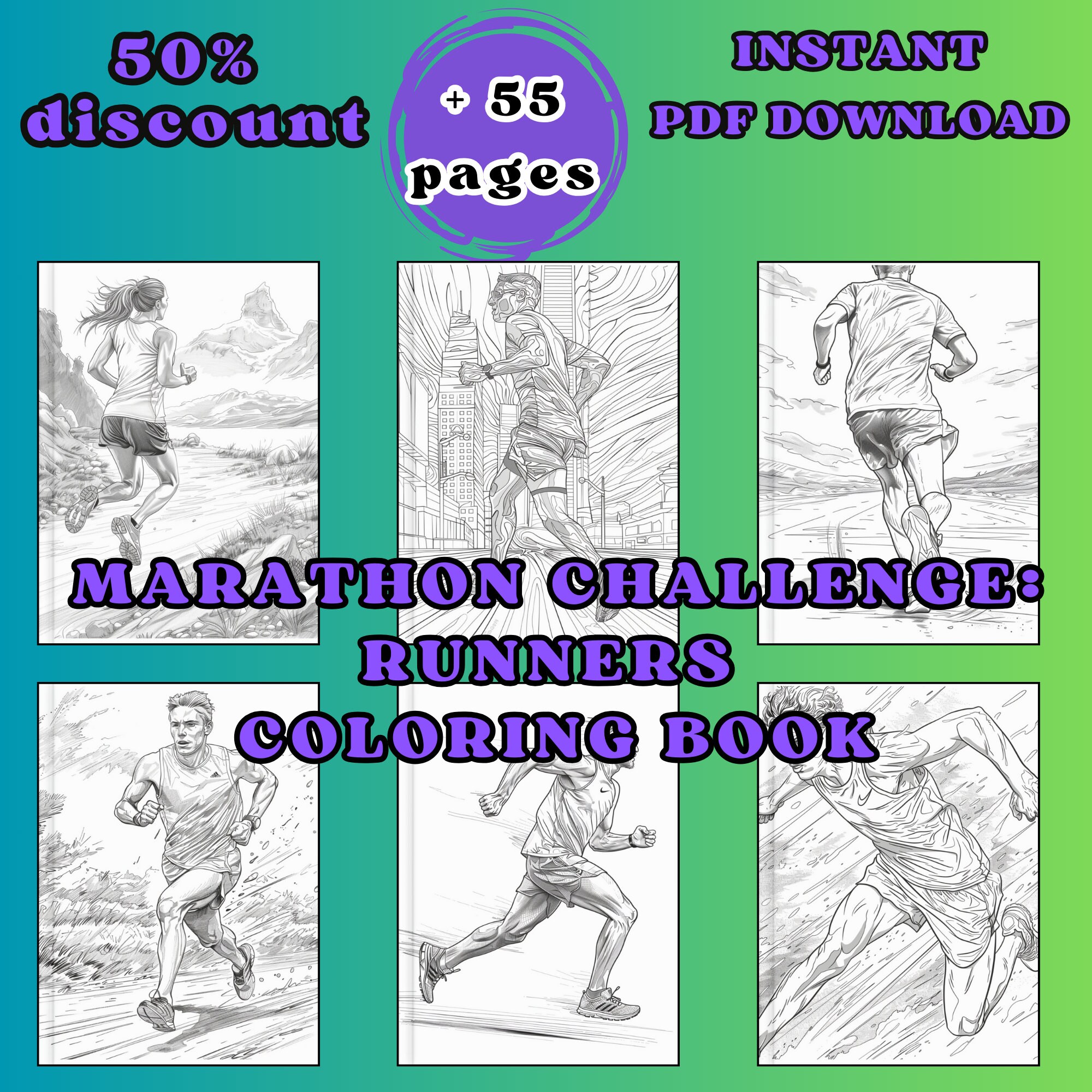 55 Marathon Coloring Page, Adults Coloring Pages, Kids Coloring Sheets ...
