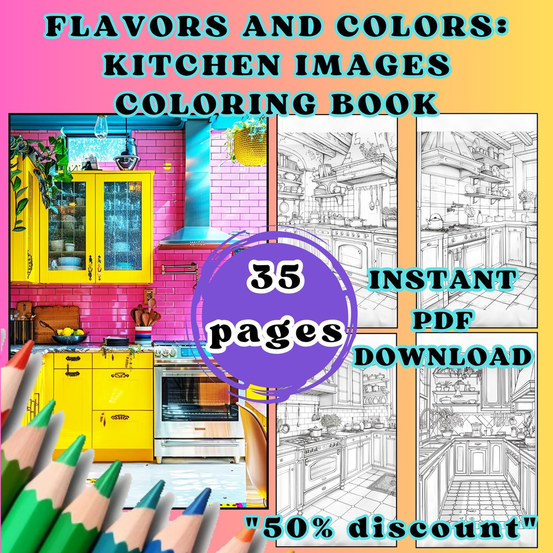 35 Kitchen Coloring Page, Modern Interior Design Coloring Page ...