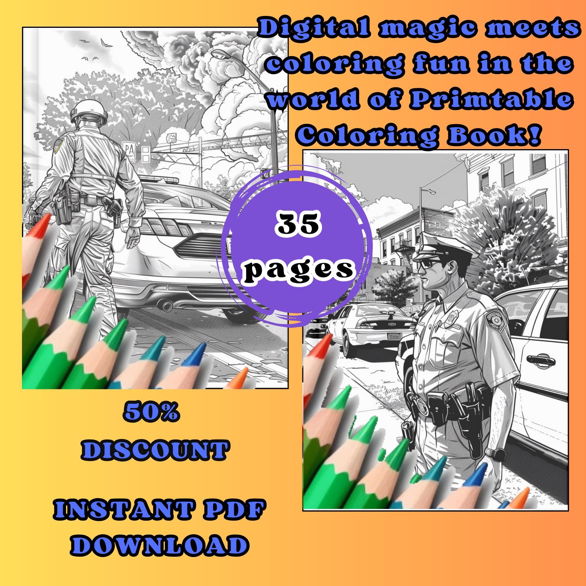 35 Police Coloring Pages, Crime Scene Coloring Book , Army Coloring ...