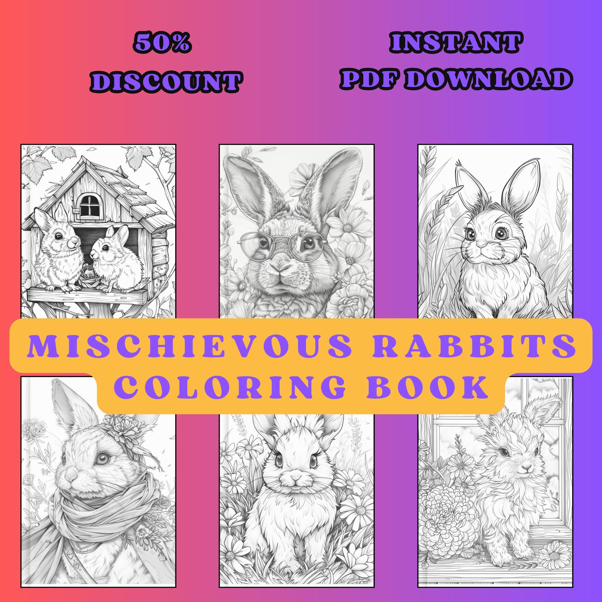 35 Rabbit Coloring Page, Cute for Kids Coloring Sheets, Animal Coloring ...