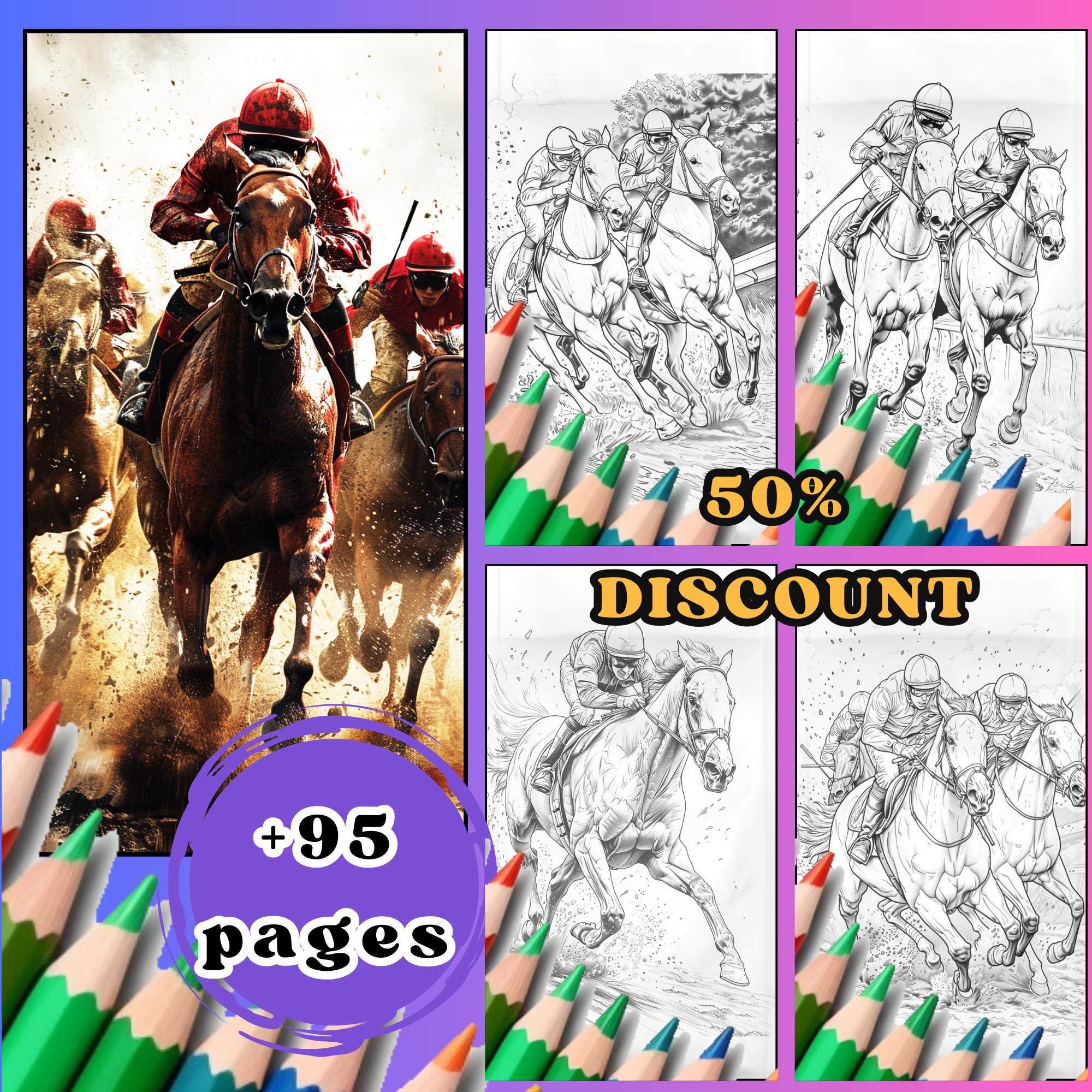 Bundle 95 Horses Coloring Page, Cute for Kids Coloring Sheets, Farm ...