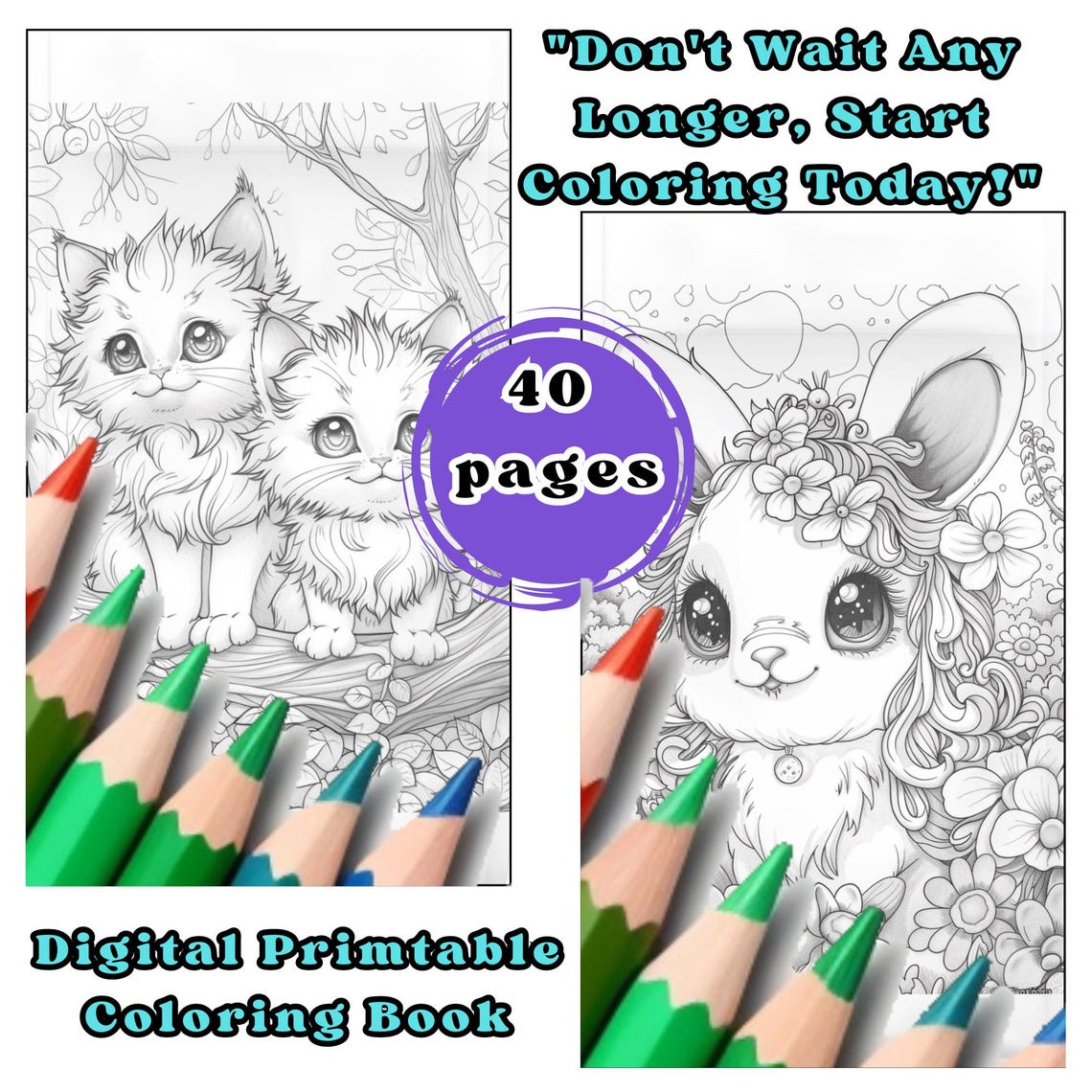 40 Baby Animal Coloring Pages, Adults Coloring Pages, Cute Coloring ...