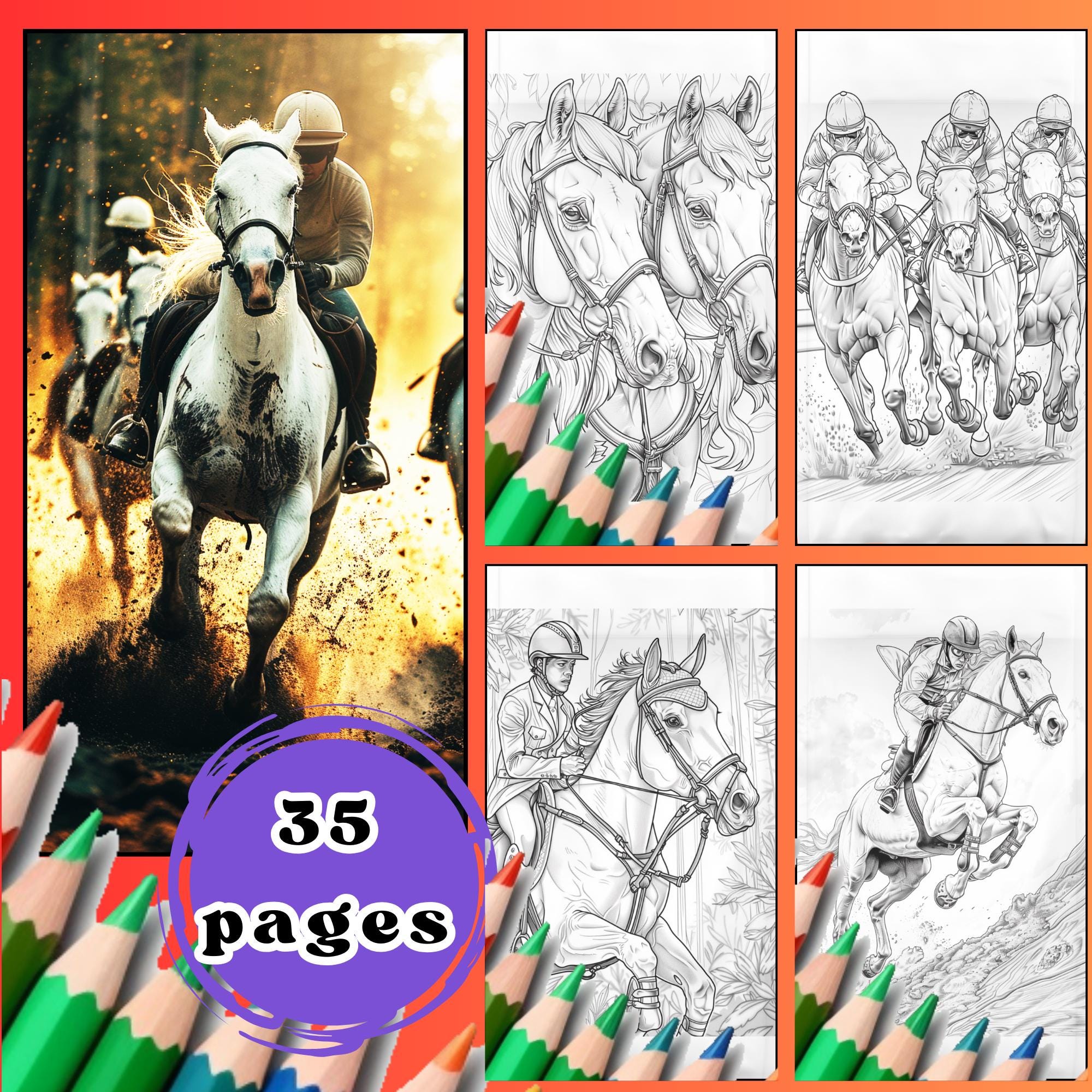 35 Horses Coloring Page, Cute for Kids Coloring Sheets, Animal Coloring ...