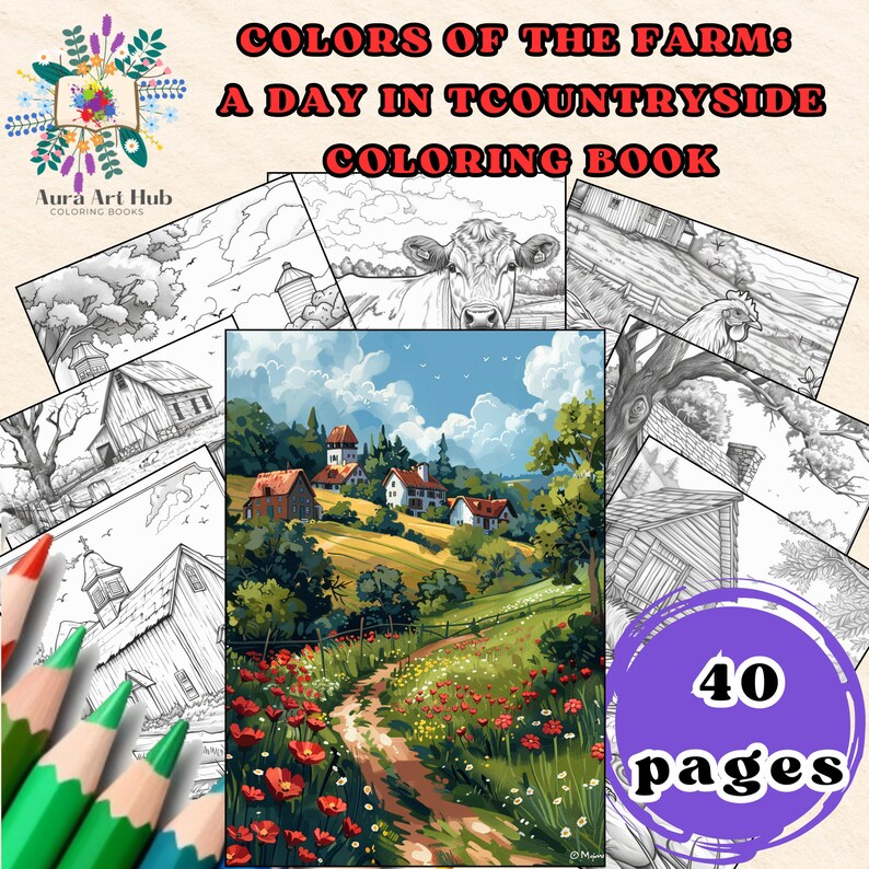 40 Farm Inspired Coloring Page, Enchanting Landscape Coloring Pages ...