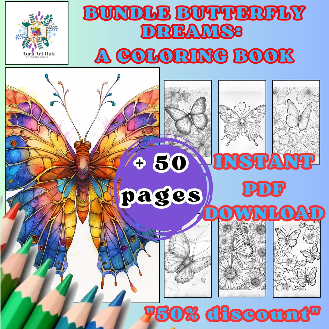 Bundle Floral Butterfly Coloring Pages, Butterfly Coloring Book ...