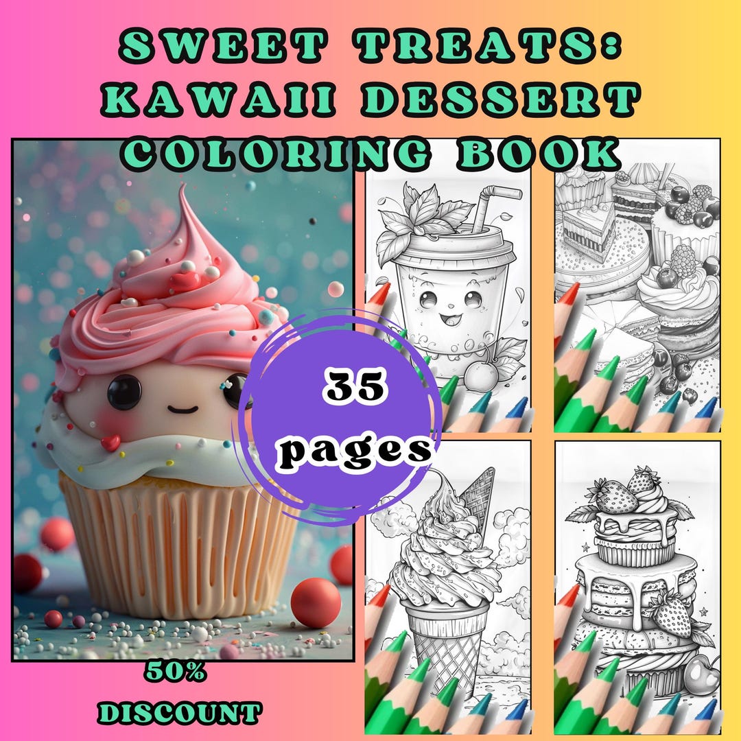 35 Kawaii Desserts Coloring Pages, Ice Cream Coloring Pages, Kawaii ...