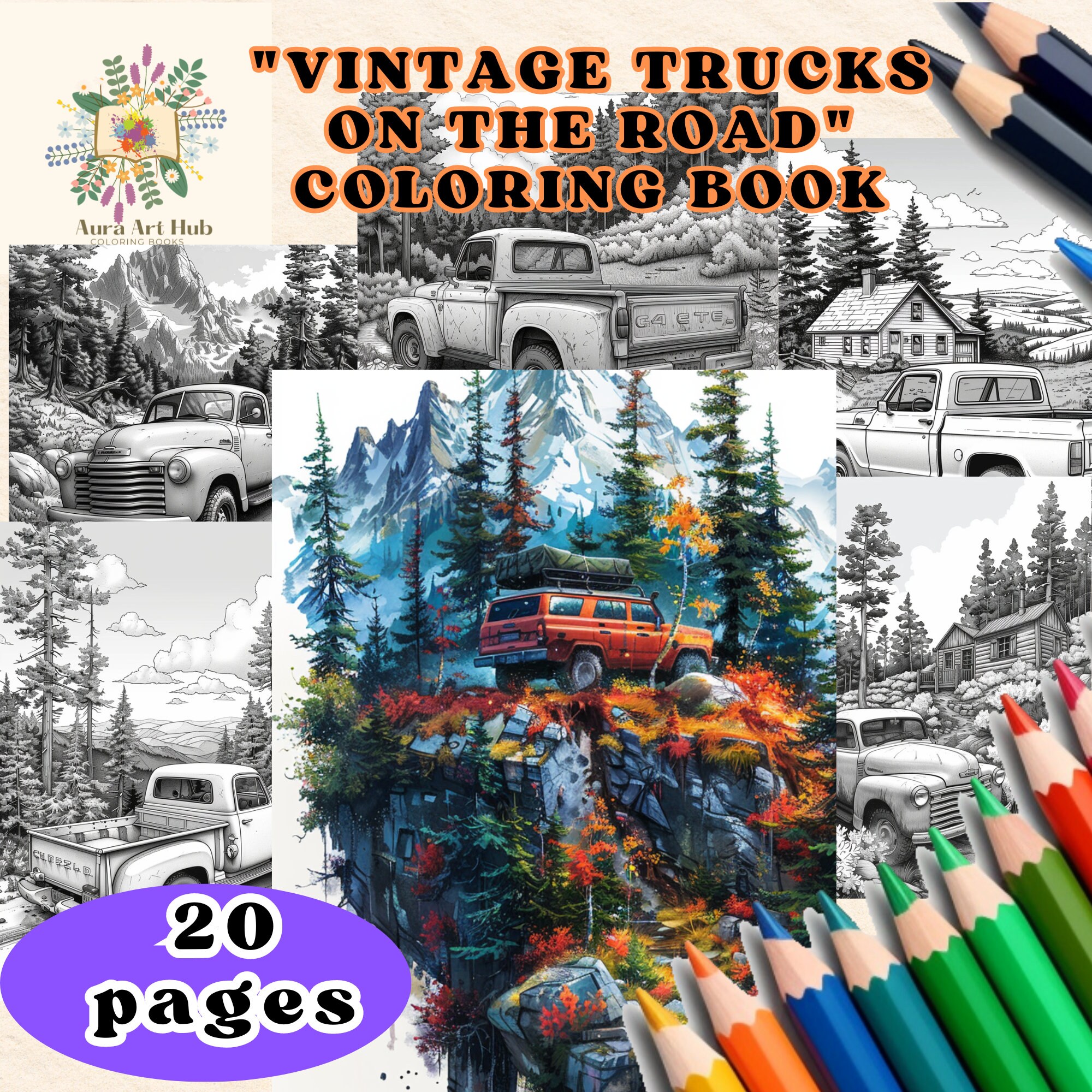 20 Vintage Off-road Trucks Coloring Pages, Classic 4x4 Vehicles ...