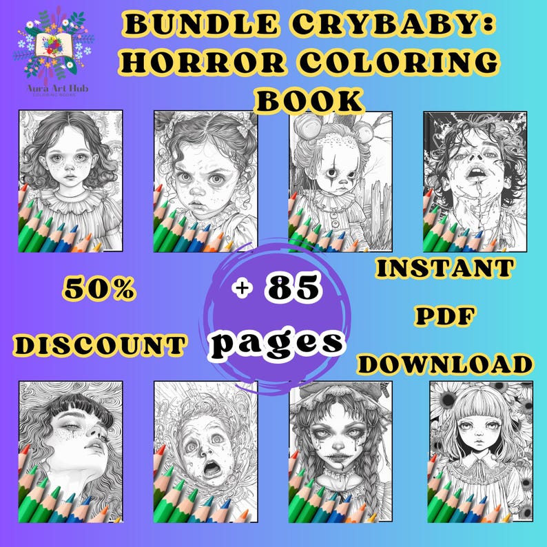 Bundle Crybaby Horror Coloring Pages, Cute Monster Coloring Pages ...