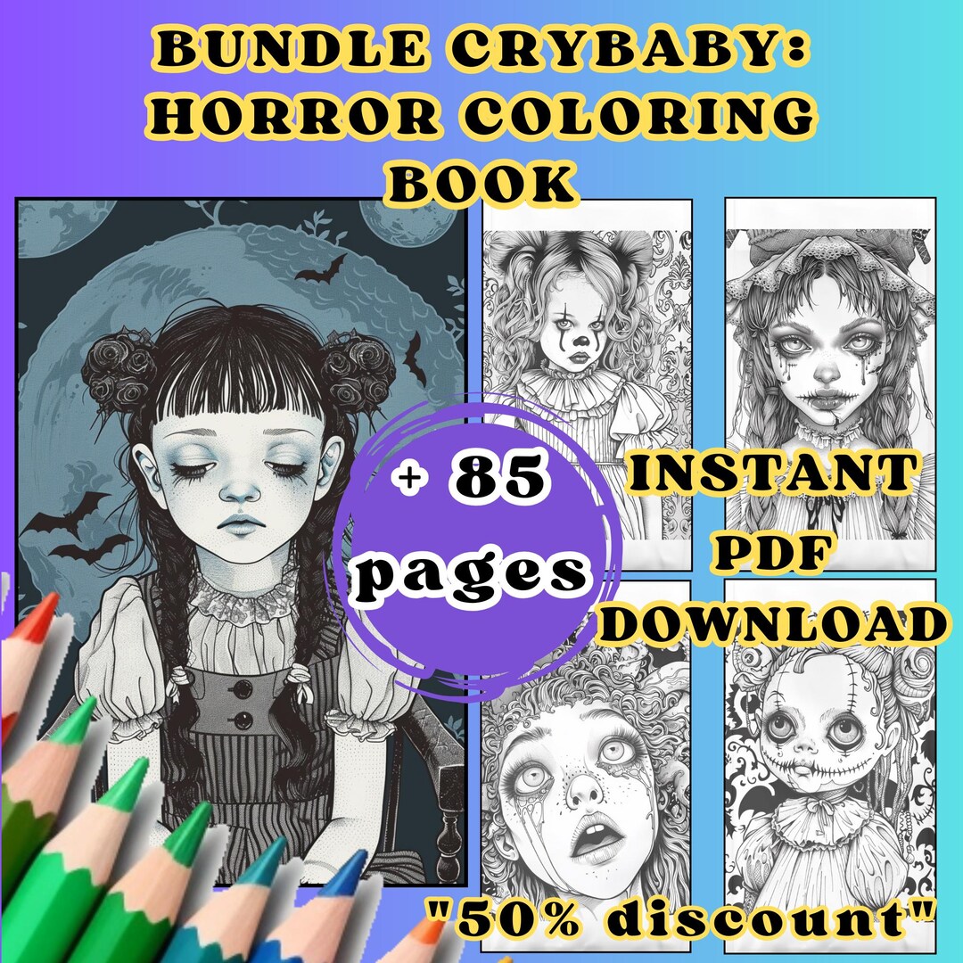 Bundle Crybaby Horror Coloring Pages, Cute Monster Coloring Pages ...