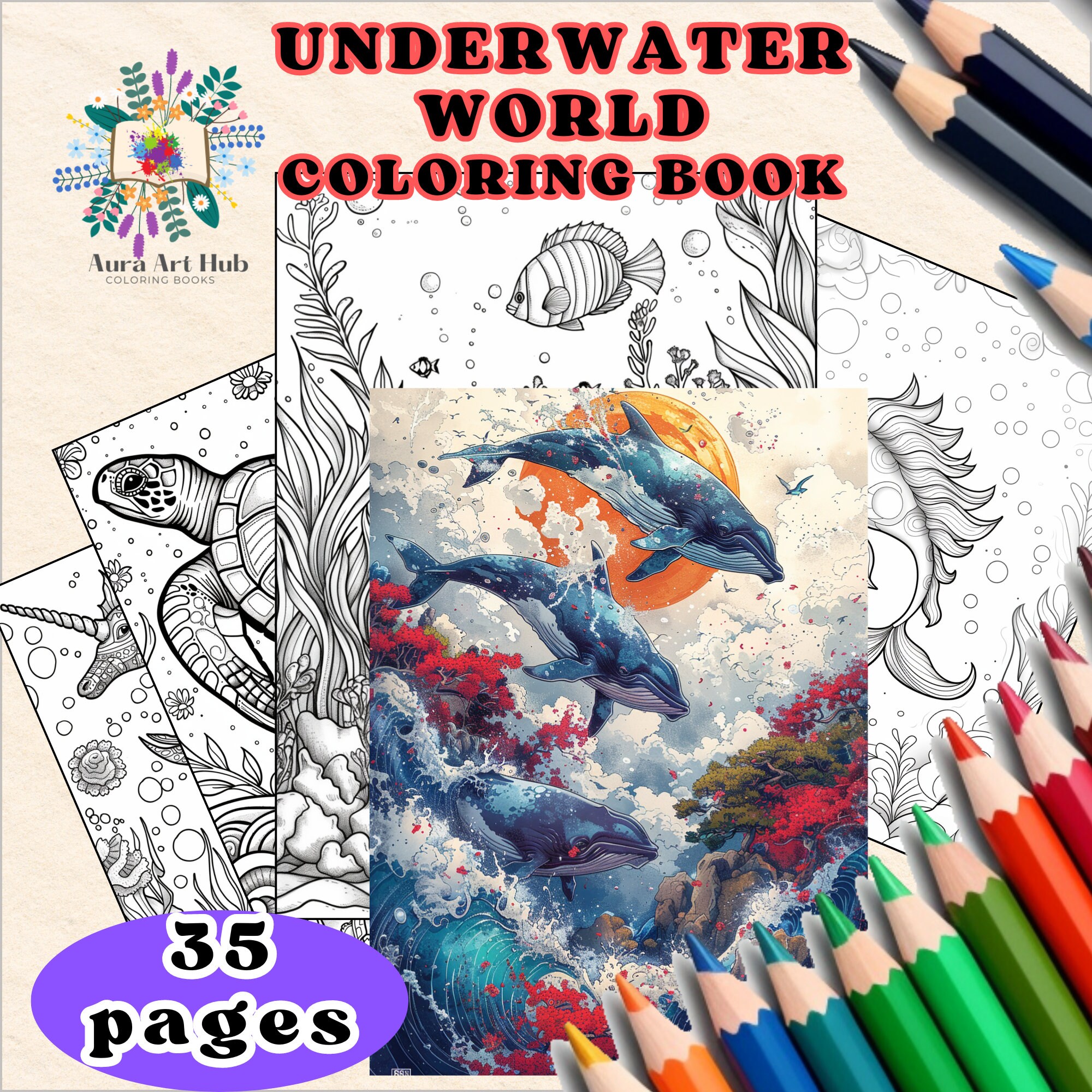 35 Underwater World Coloring Page, Adults Coloring Pages, Cute Sea ...