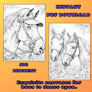 Bundle 95 Horses Coloring Page, Cute for Kids Coloring Sheets, Farm ...