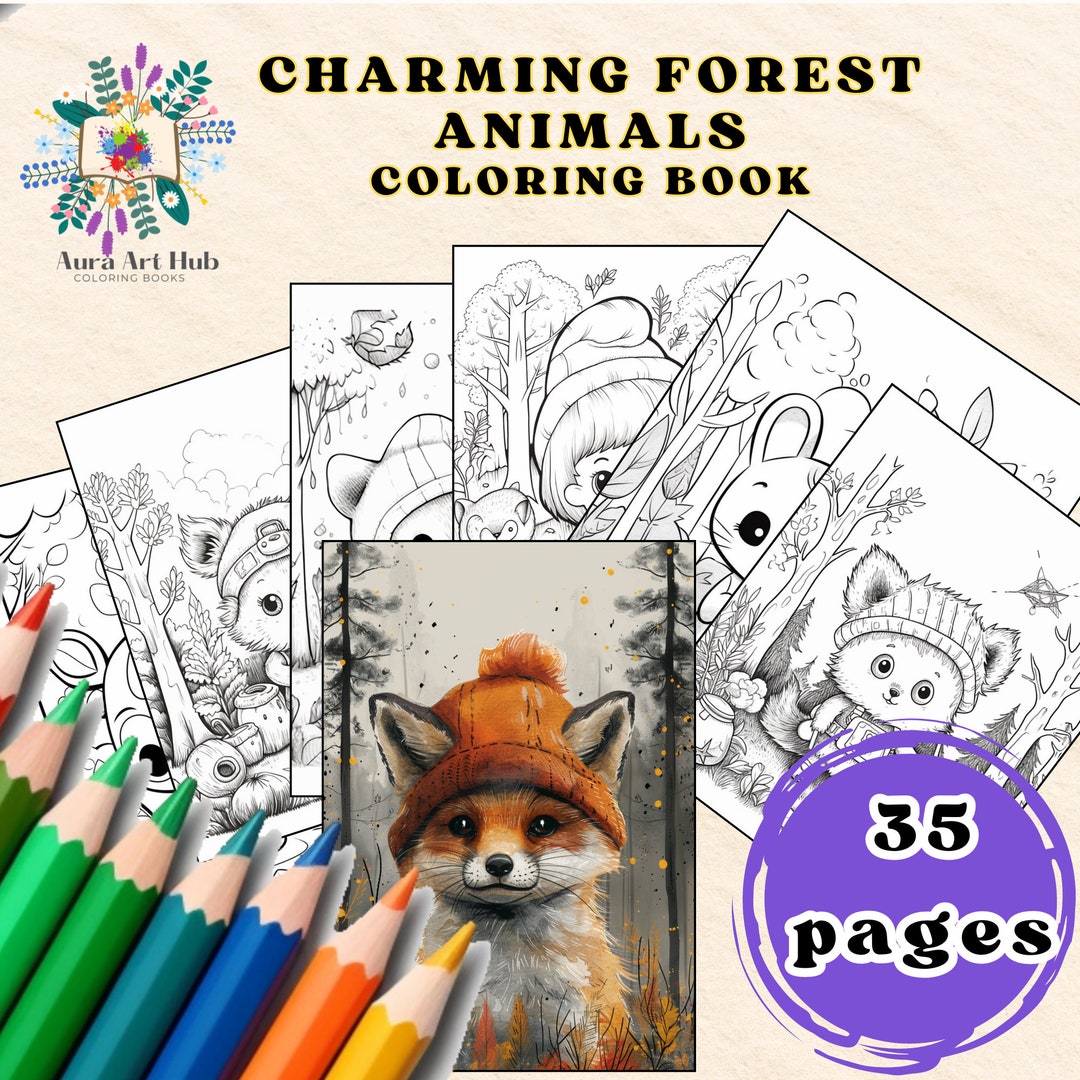 35 Enchanted Forest Friends A Coloring Adventure, Coloring Sheets ...