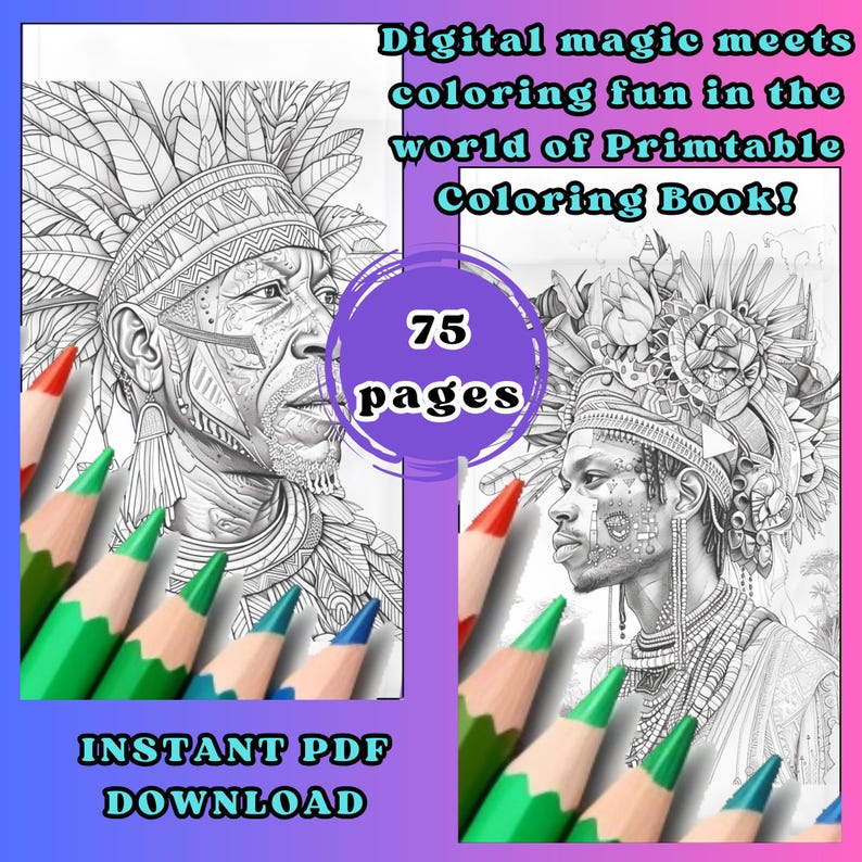 Bundle 75 Africa Coloring Pages, Adults Coloring Pages, African Animals ...