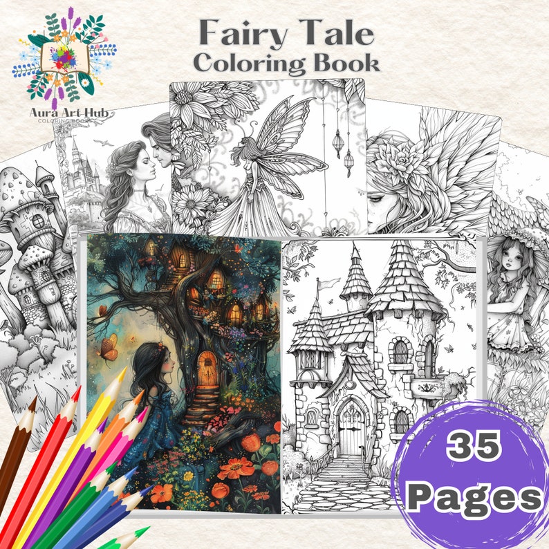 35 Majestic Fairy Tales Coloring Page, Adults Coloring Pages, Cute Kids ...