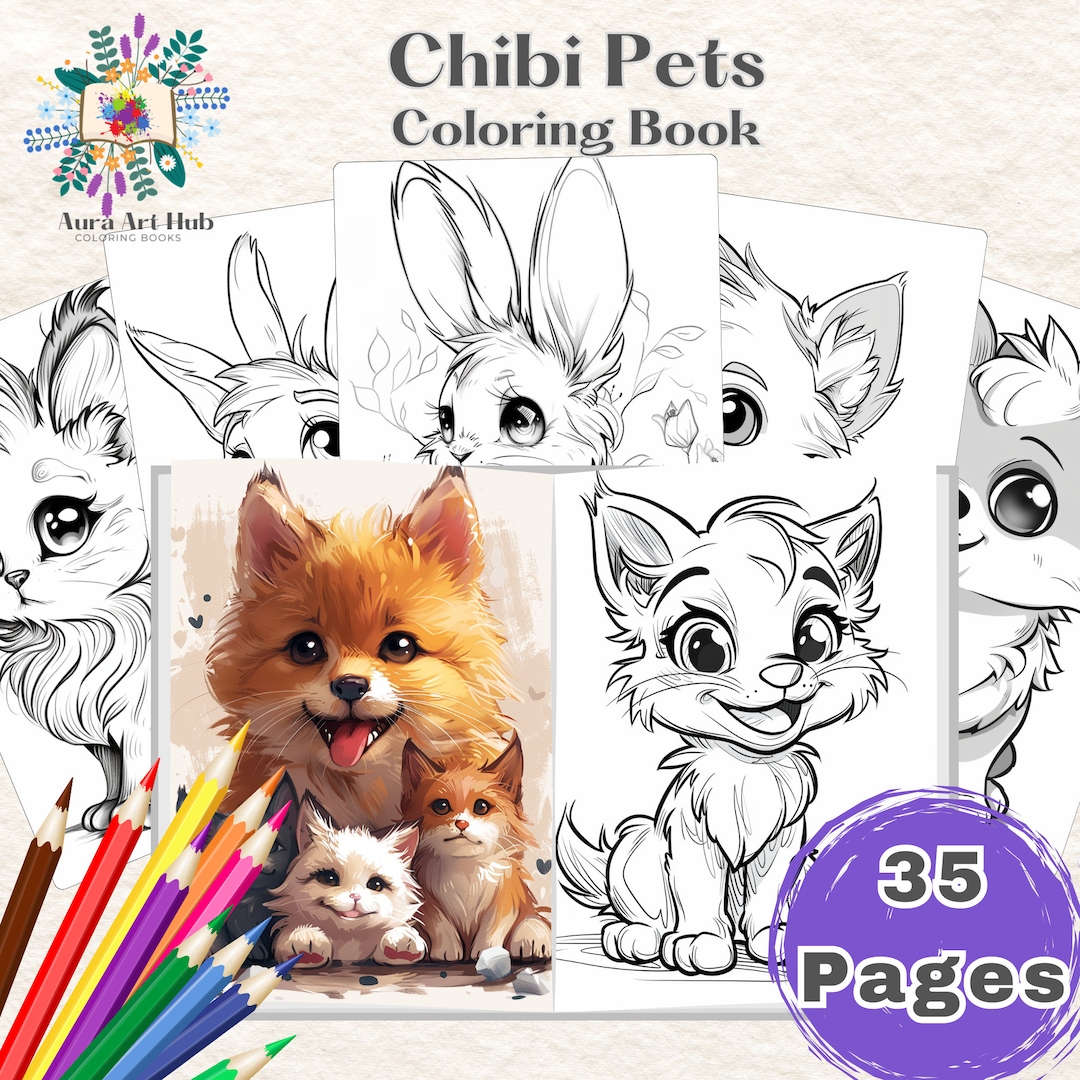 35 Chibi Pets Coloring Pages for Kids, Printable Coloring, Animals ...