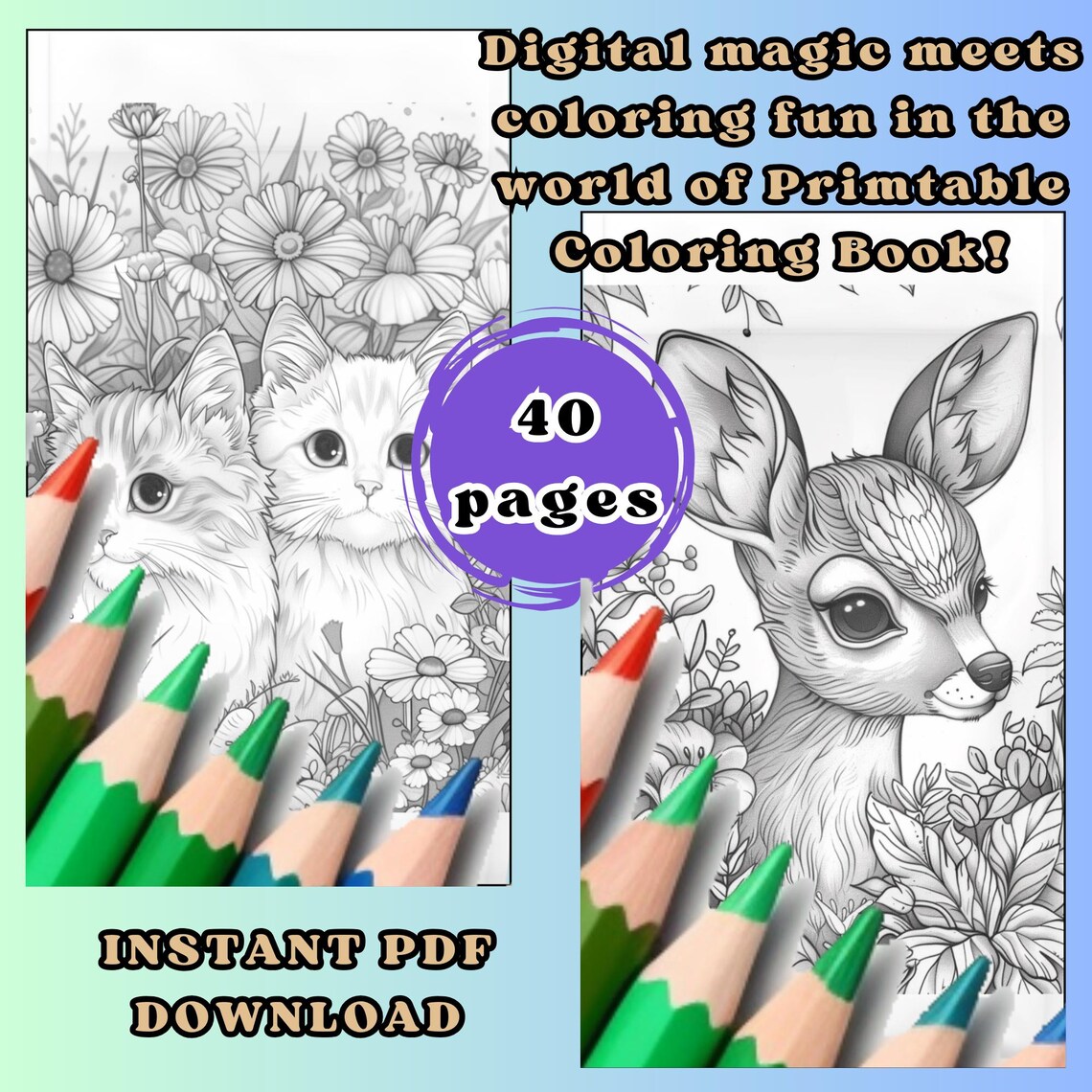 40 Baby Animal Coloring Pages, Adults Coloring Pages, Cute Coloring ...