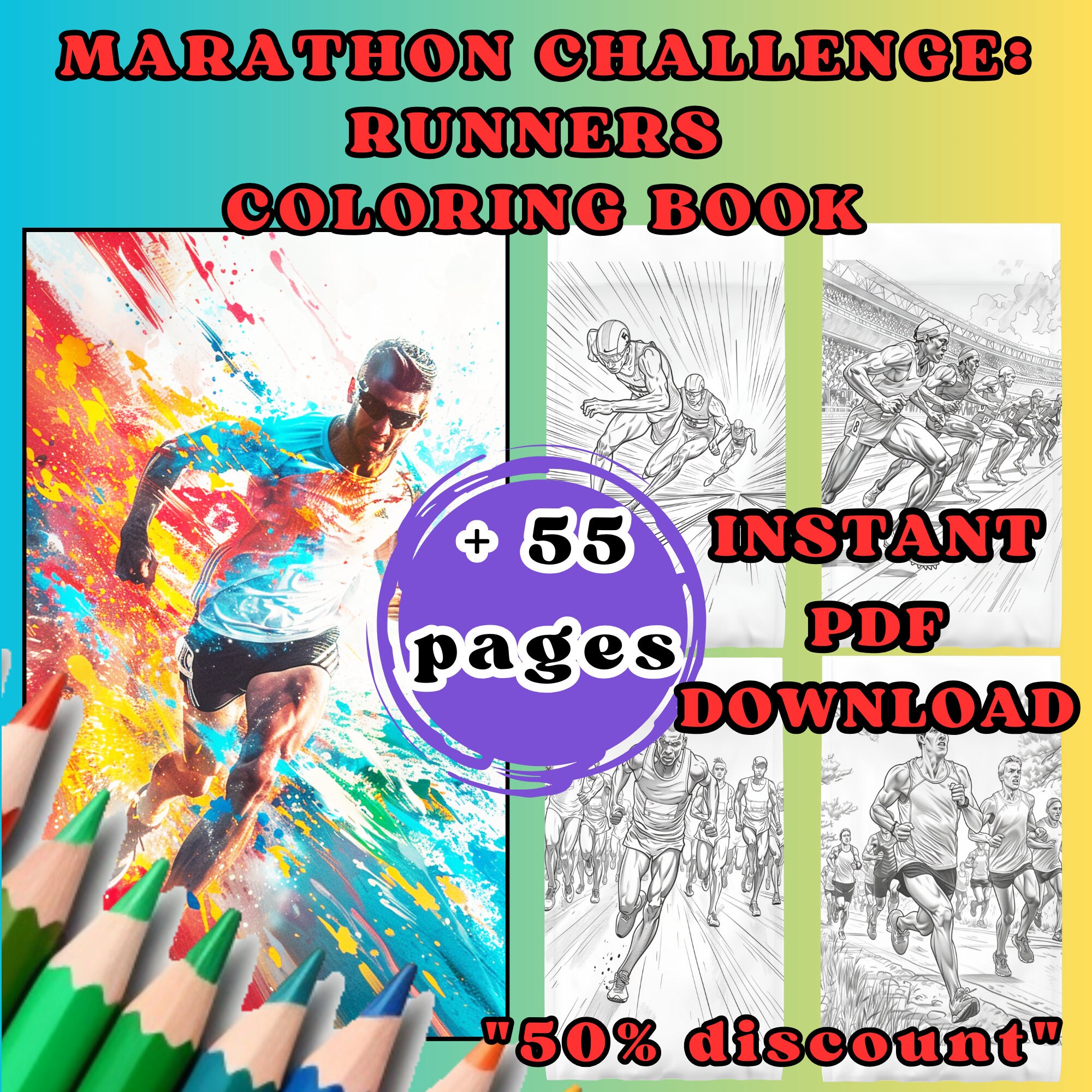 55 Marathon Coloring Page, Adults Coloring Pages, Kids Coloring Sheets ...