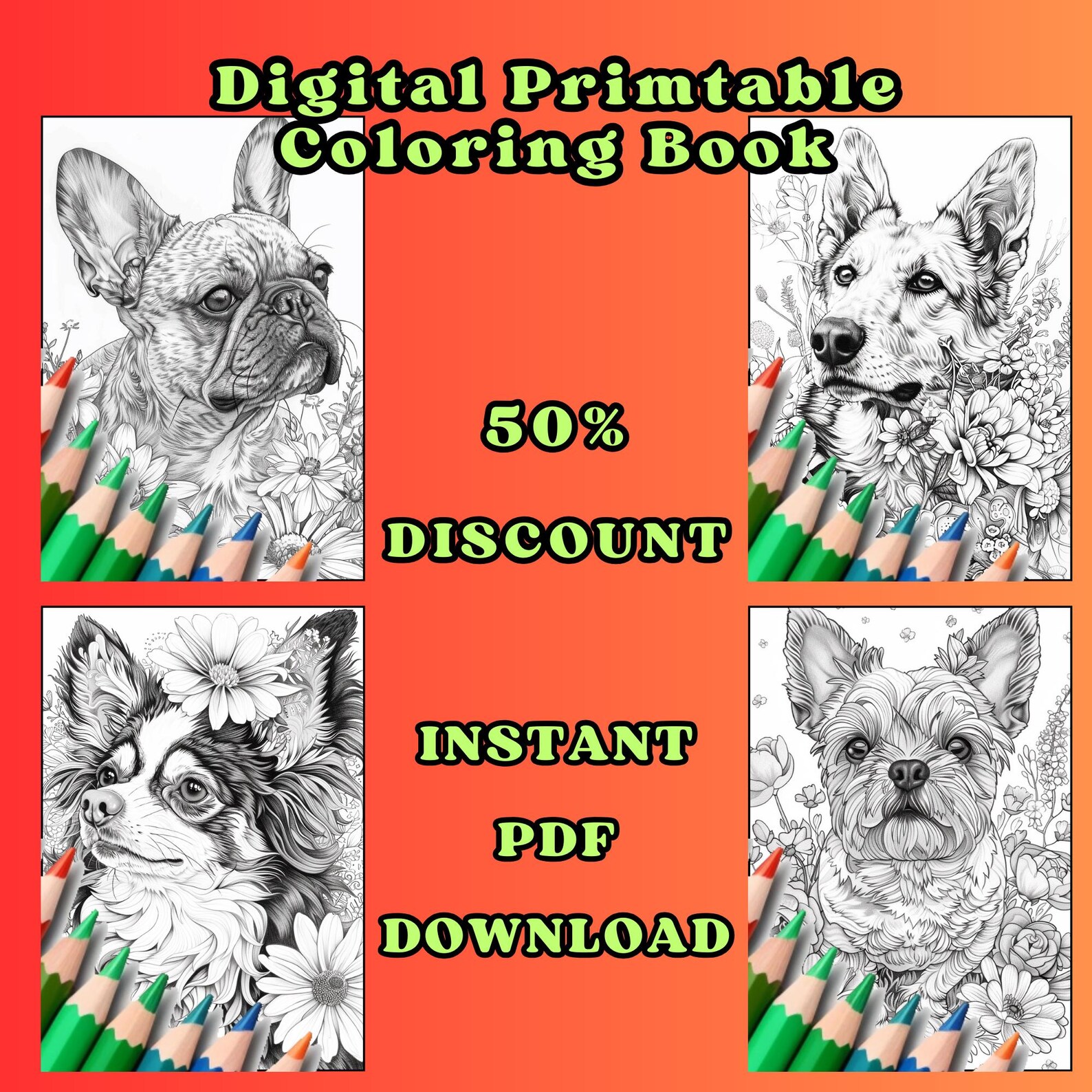 40 Puppies Coloring Page, Cute for Kids Coloring Sheets, Cat and Dog ...