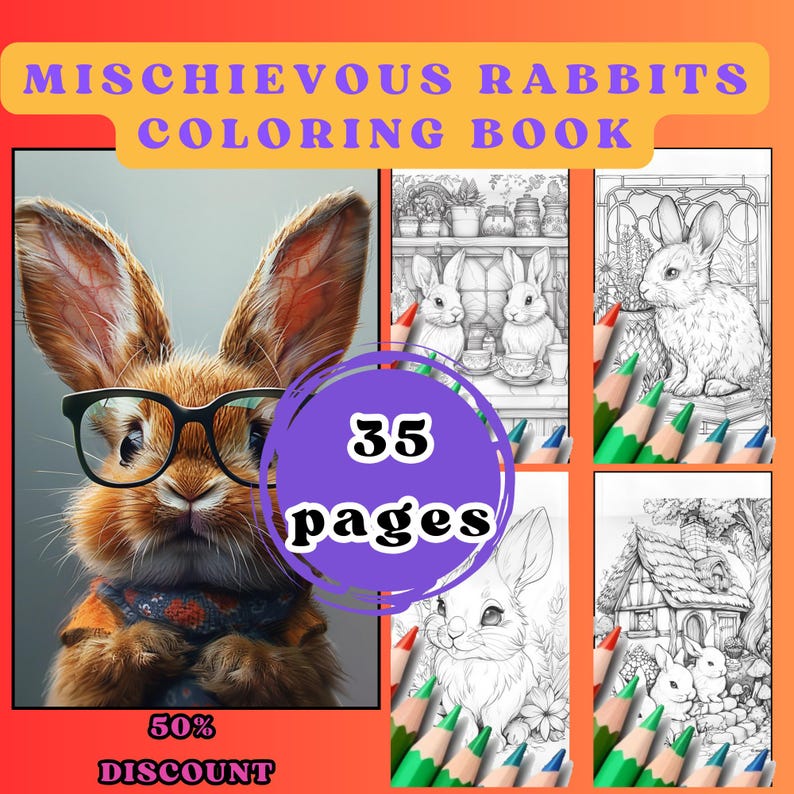 35 Rabbit Coloring Page, Cute for Kids Coloring Sheets, Animal Coloring ...