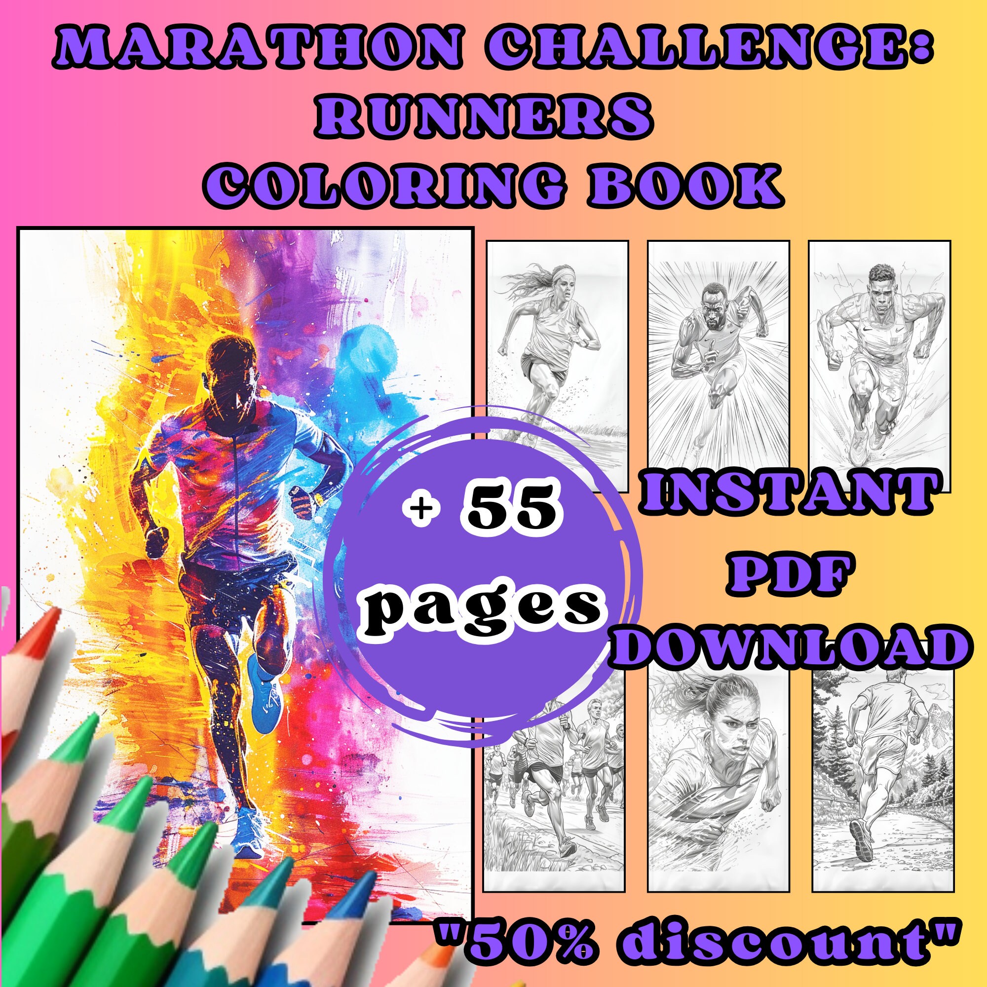 55 Marathon Coloring Page, Adults Coloring Pages, Kids Coloring Sheets ...