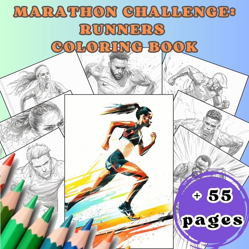 55 Marathon Coloring Page, Adults Coloring Pages, Kids Coloring Sheets ...