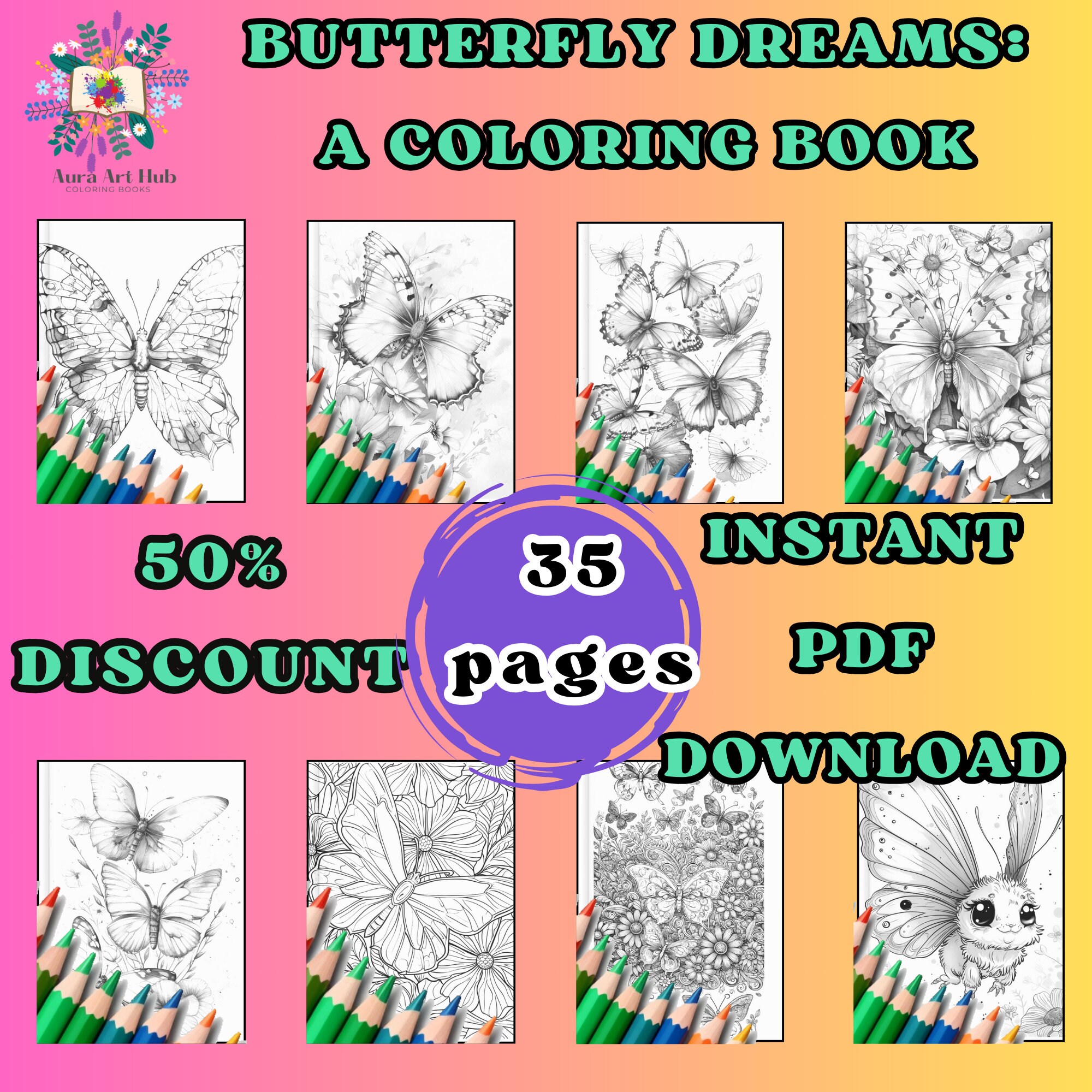 35 Floral Butterfly Coloring Pages, Butterfly Coloring Book Printable ...