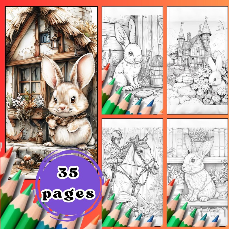 35 Rabbit Coloring Page, Cute for Kids Coloring Sheets, Animal Coloring ...