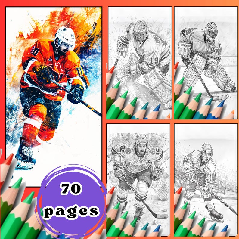 70 Hockey Coloring Page, Adults Coloring Page, Sports Coloring Sheets ...