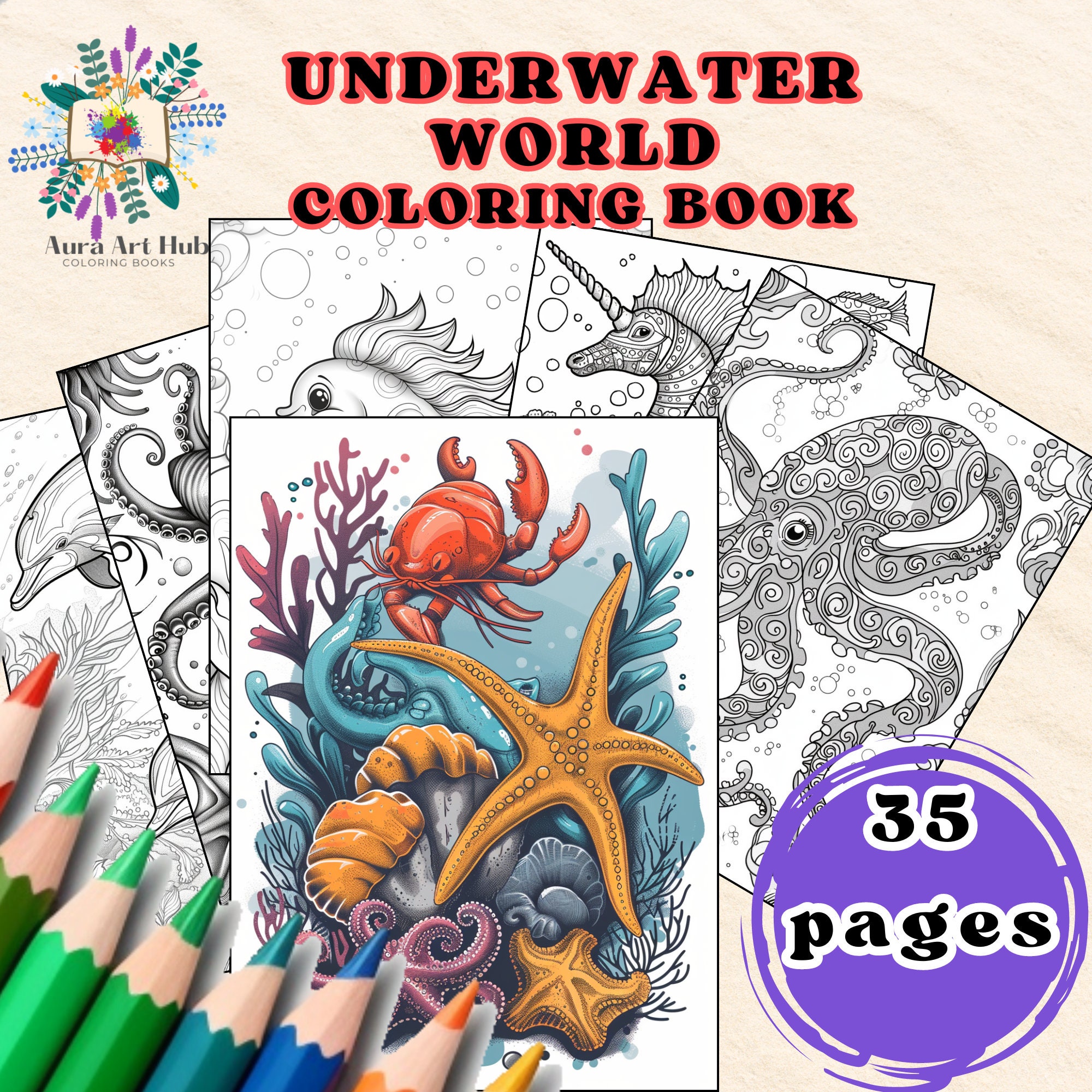 35 Underwater World Coloring Page, Adults Coloring Pages, Cute Sea ...