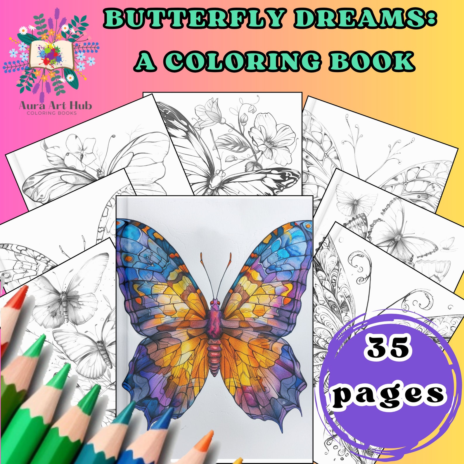 35 Floral Butterfly Coloring Pages, Butterfly Coloring Book Printable ...