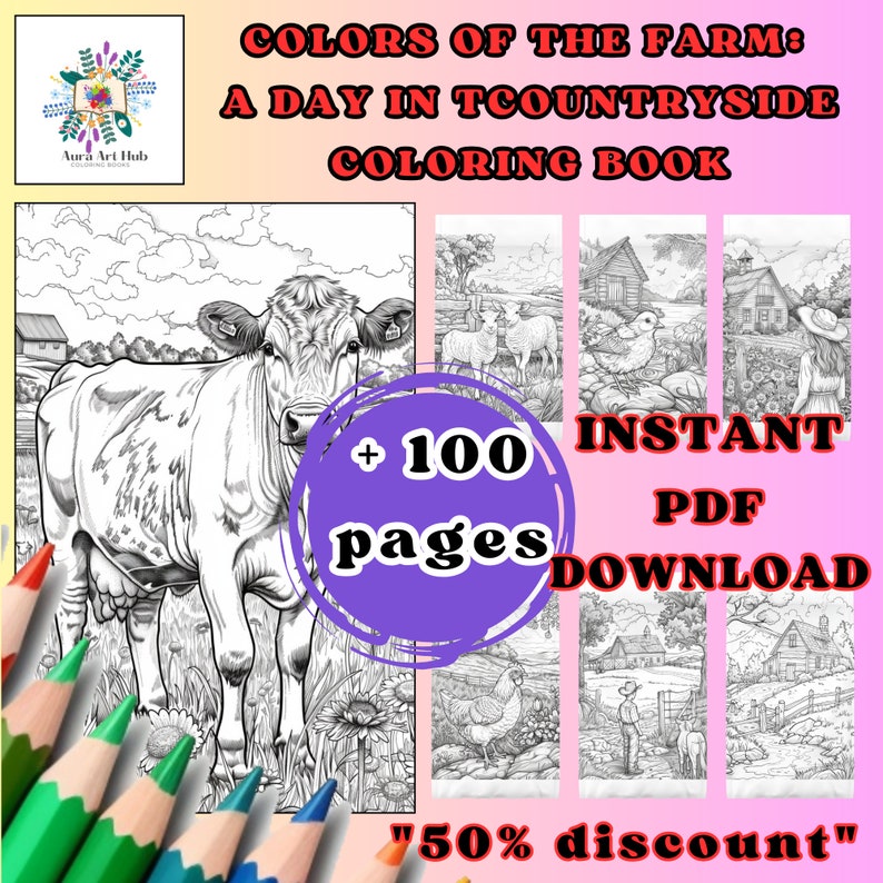 Bundle 100 Farm Inspired Coloring Page,farm Coloring Sheets , Country ...